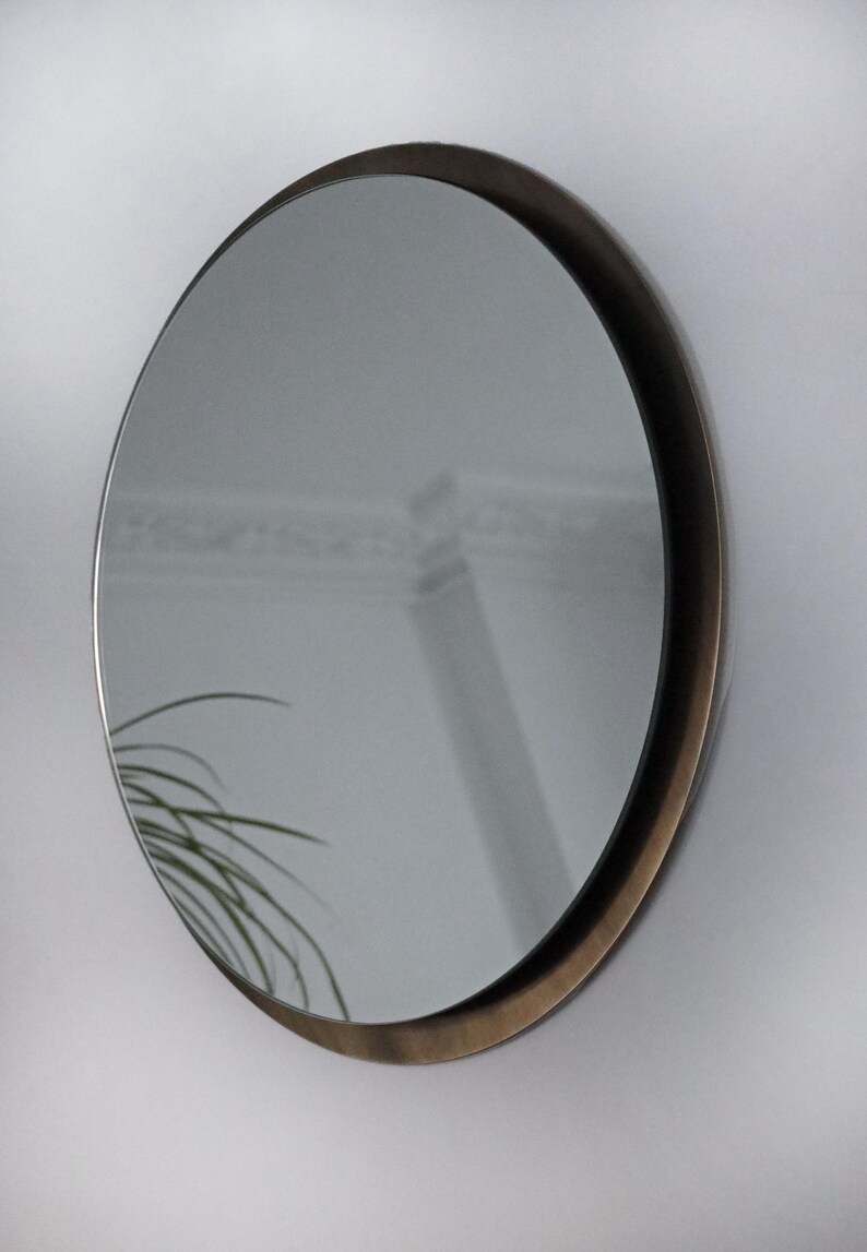 Centred Round Mirror Bronze Patina on Brass - Etsy
