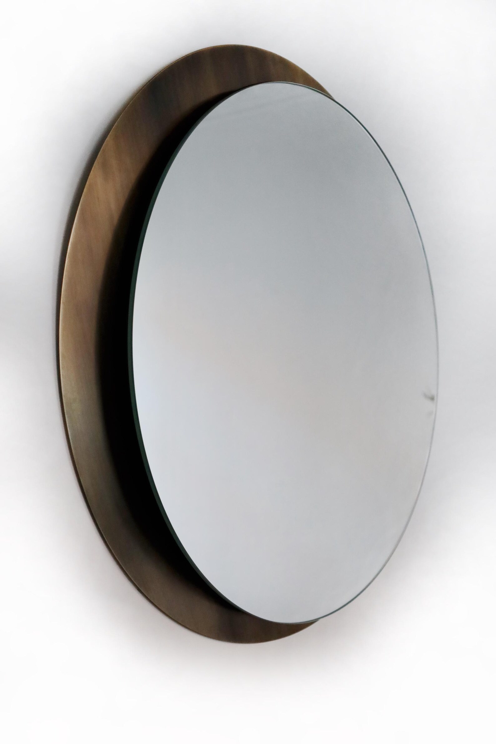 Centred Round Mirror Bronze Patina on Brass - Etsy