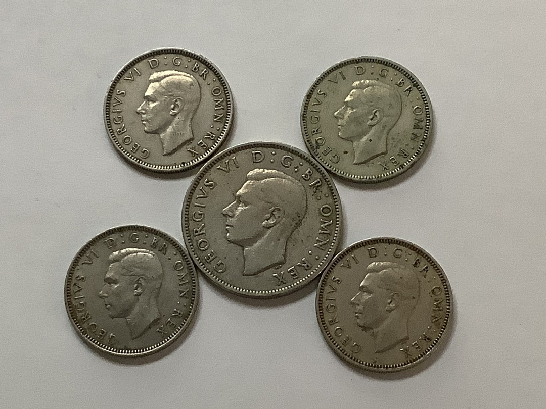 5 Rare King George VI Coins: 4 One Shilling Coins Ranging From 1947 ...
