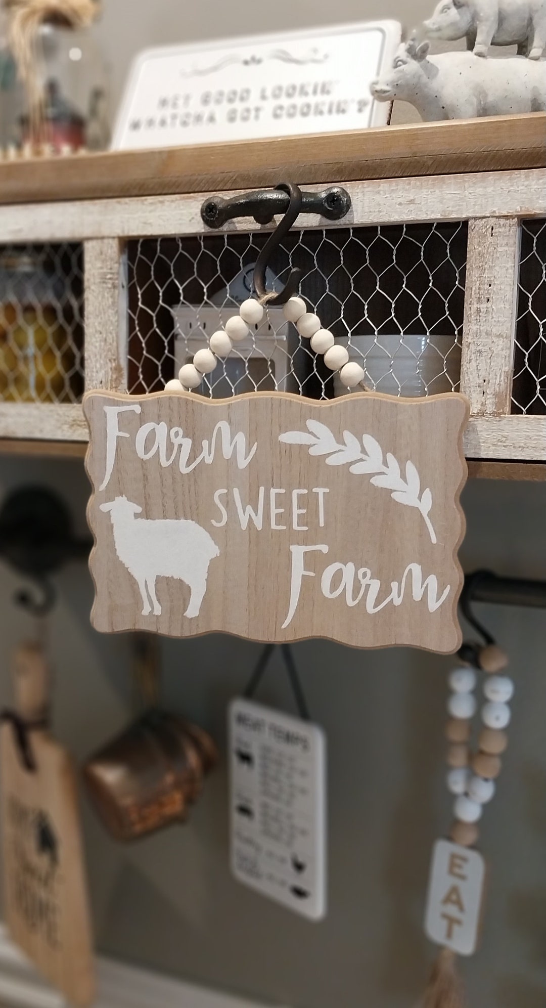 Farm Sweet Farm Sign | Rustic Wall Hanging | Wooden Farmhouse Sign ...