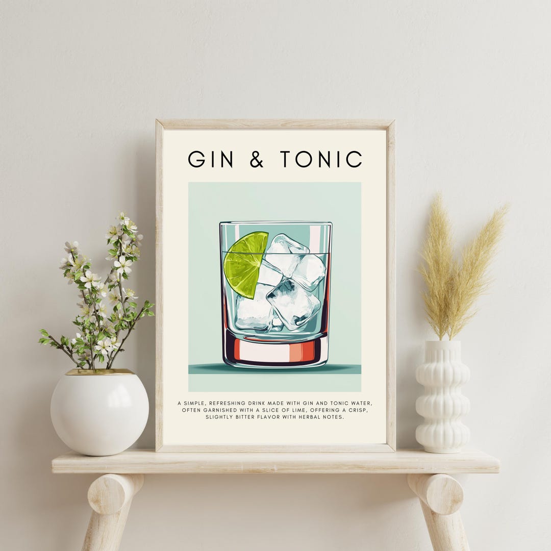 Gin & Tonic Poster, Cocktail Poster, Modern Design Poster, Wall Art ...