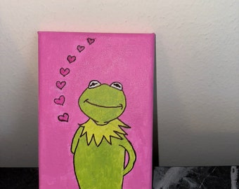 Kermit the Frog Pink Love Canvas Painting - Etsy