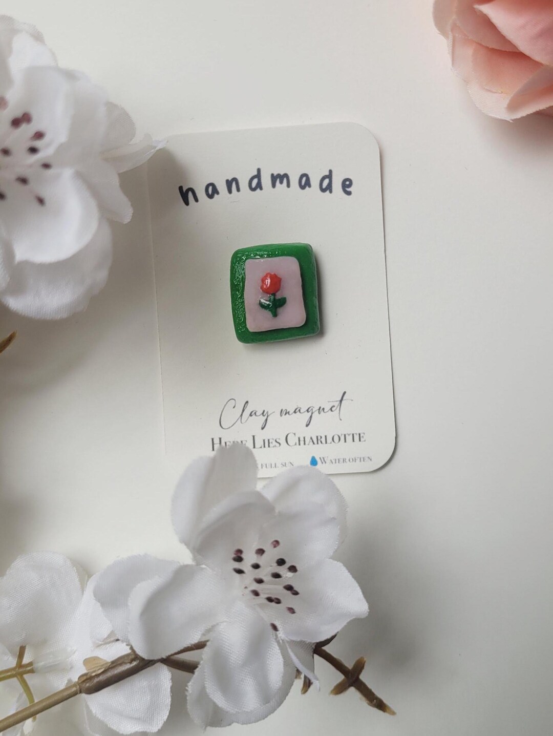 Rose Magnet | Rose Pin | Handmade Flower Magnet | Cute Floral Magnet ...
