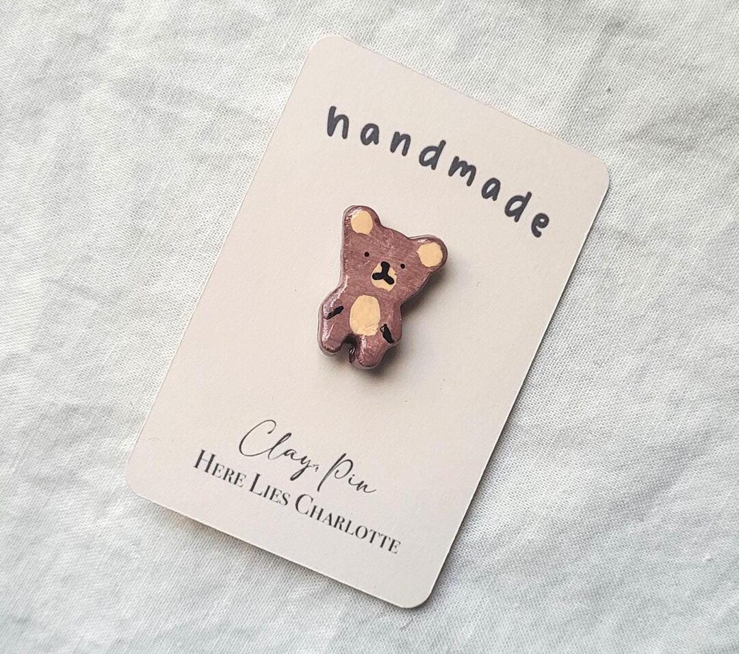Handmade Air Dry Clay Bear Pin - Bear Brooch or Magnet - Etsy