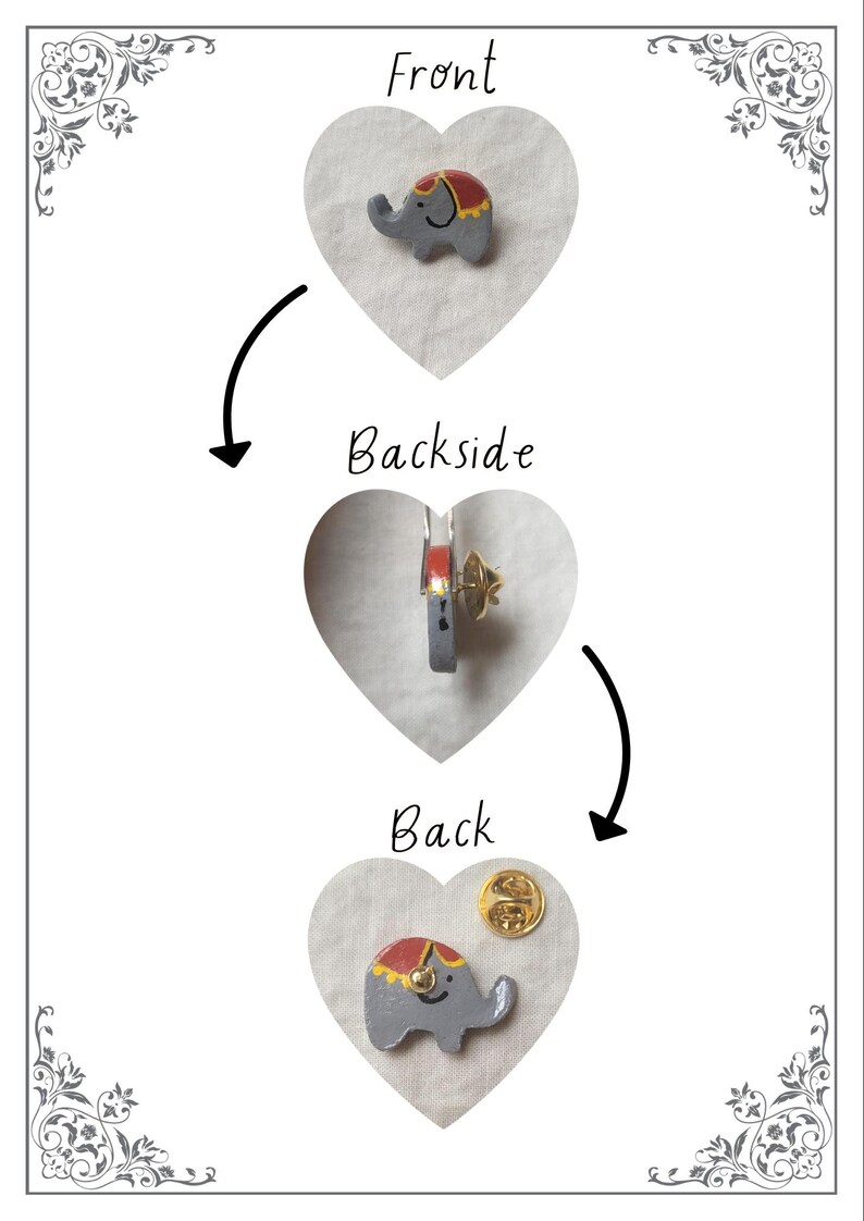 Air Dry Clay Elephant Pin | Handmade Elephant Brooch | Animal Brooch ...