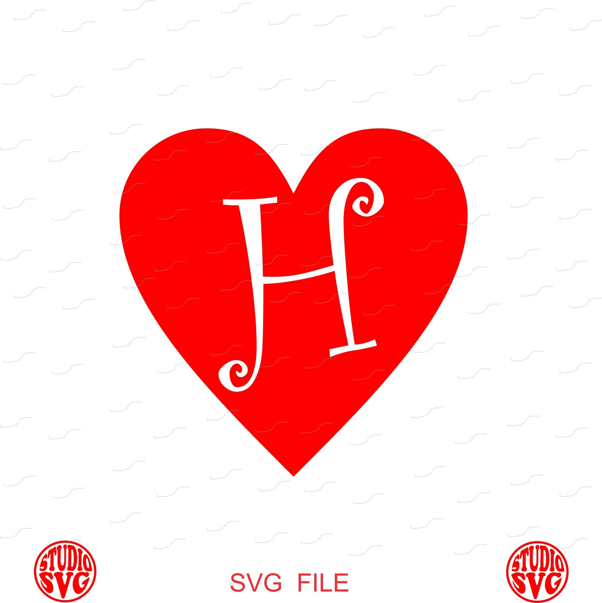 Digital Cut File monogram Letter Letter H H Heart | Etsy