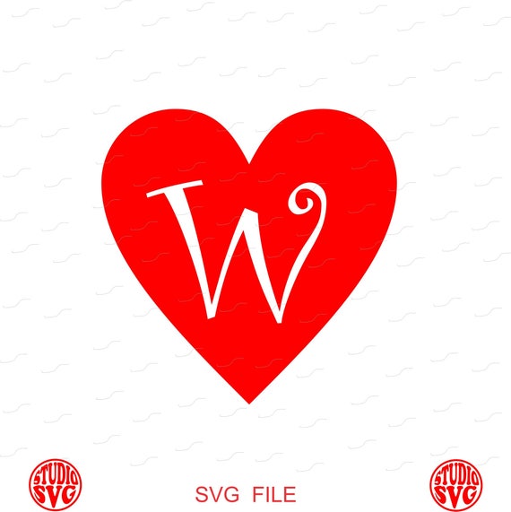 Digital Cut File monogram Letter Letter W W Heart | Etsy