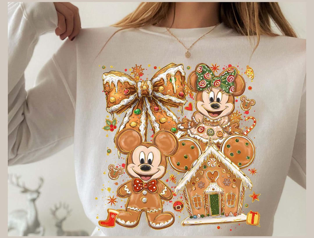 Mickey's Gingerbread House Ready to Press DTF, Family Christmas Baking ...
