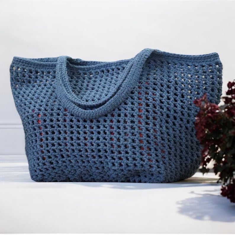 Crochet Pattern, Large Shopping Bag Pattern - Crochet Beach Tote, Beach ...