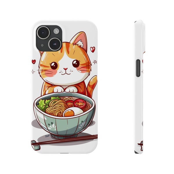 Cat Eating Noodles Phone Case - Etsy