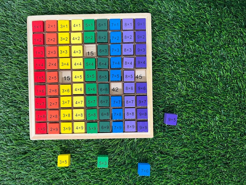 Rainbow Wooden Multiplication Chart, Math Games, Montessori Learning ...