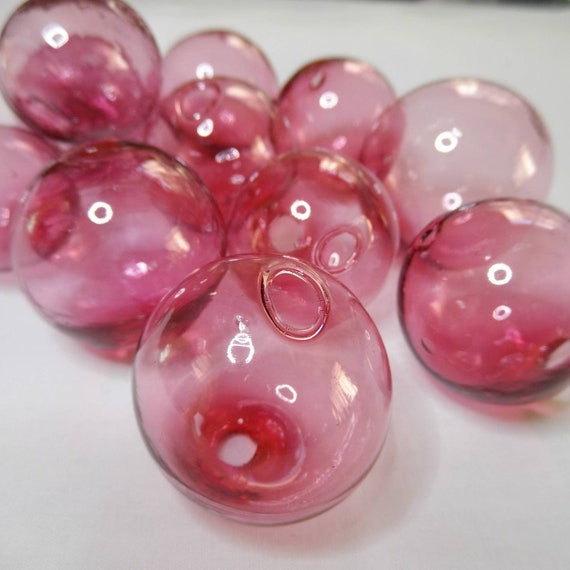 Pink Blown Glass Hollow Bead Prima Donna Designs | Etsy