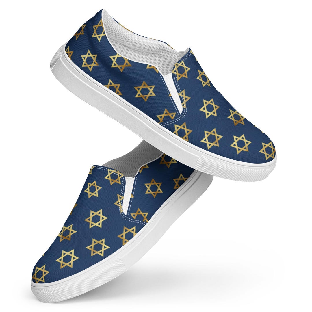 Blue & Gold Star of David / Womens Slip-on Canvas Shoes / Hanukkah ...