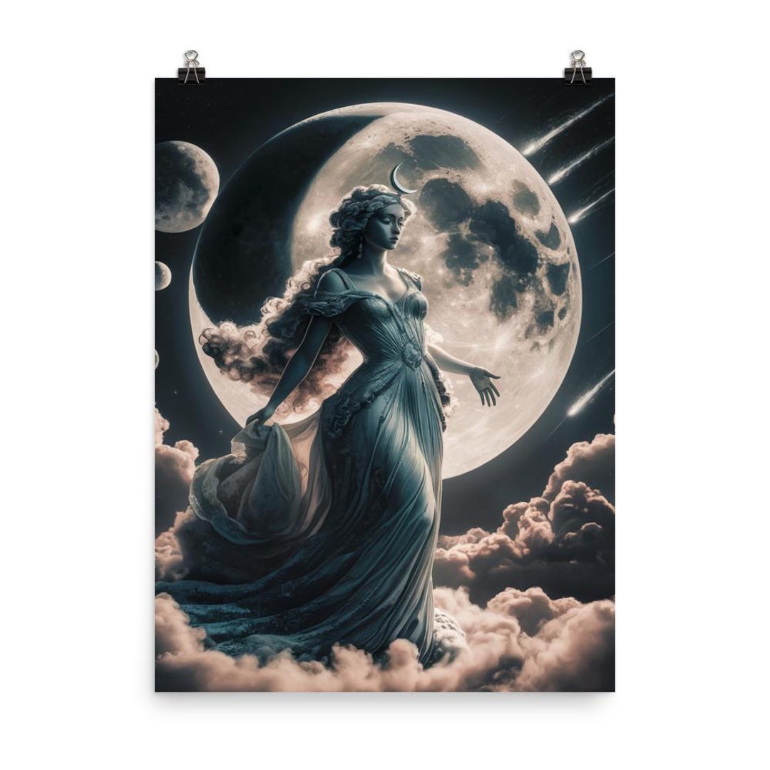 Moon Goddess Poster: Greek Mythology Art Print - Etsy