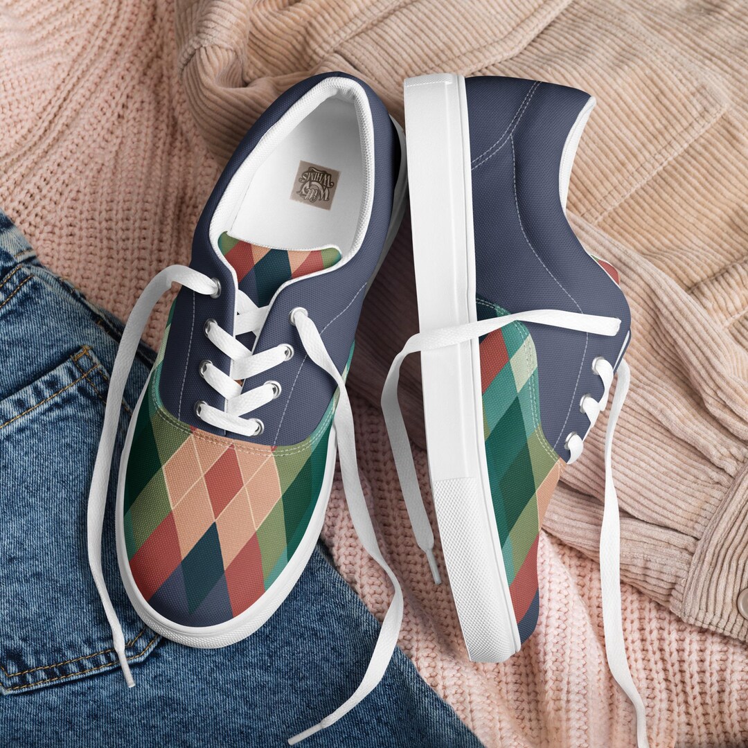 Argyle Pattern / Saddle Shoes / Girl Tennis Shoes / Laceup Shoes for ...