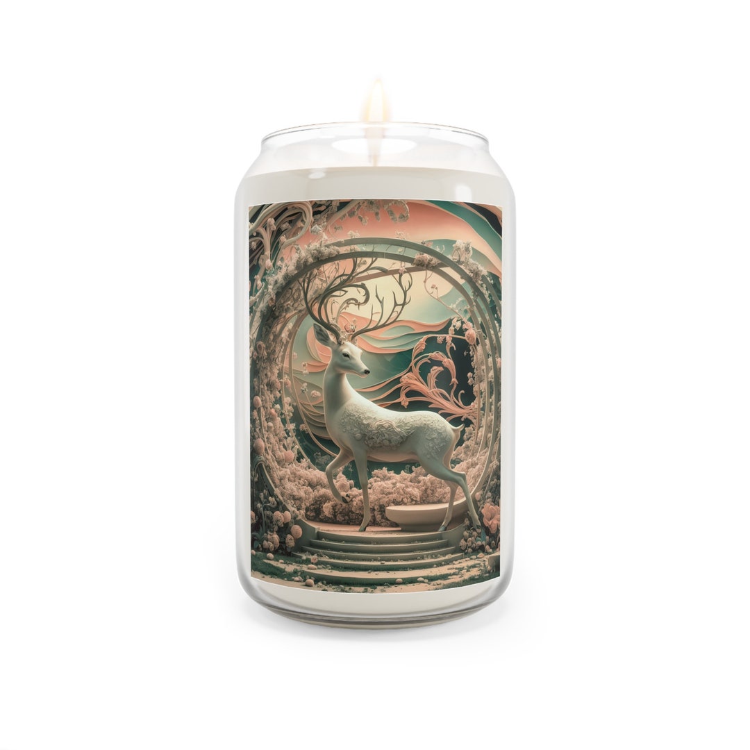 Art Nouveau White Stag Candle, Rococo Decor, Soy Wax - Etsy