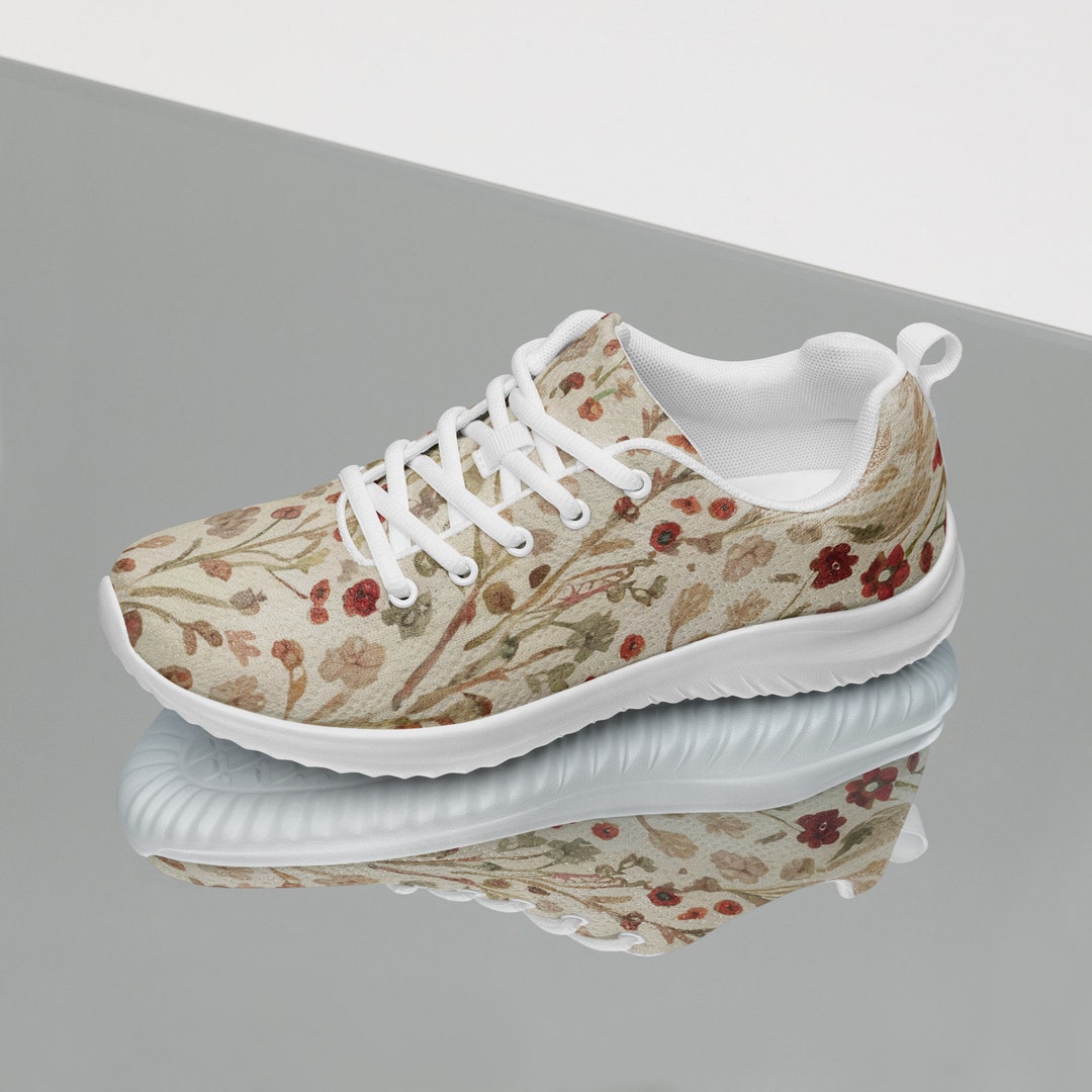 Floral Running Shoes: Dainty Rose Design, Lightweight Sneakers - Etsy