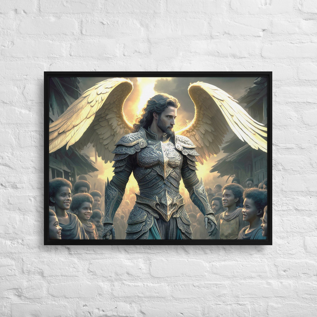Archangel Remiel / Framed Canvas / Angel of Mercy / Modern Version of ...