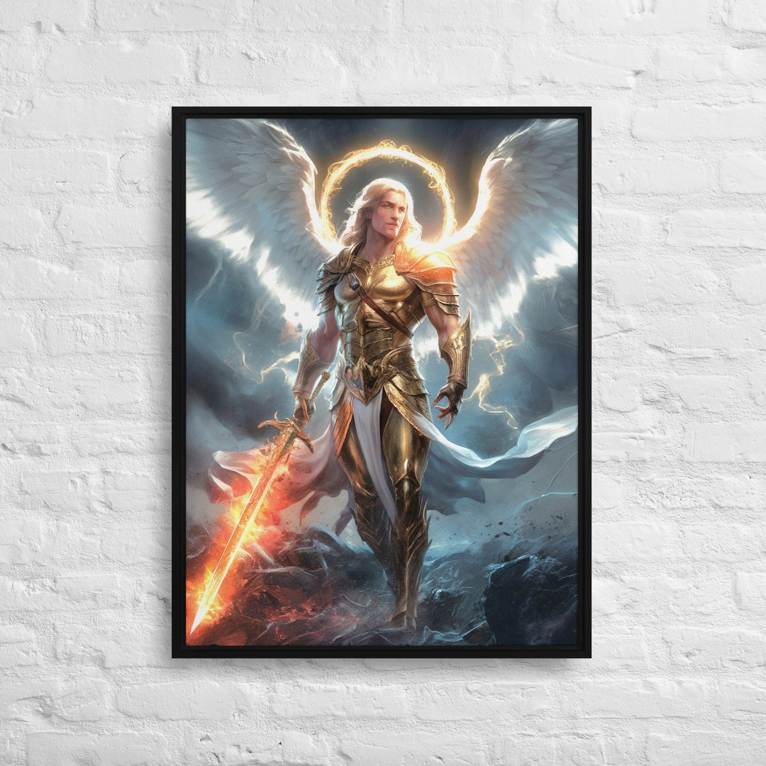 Archangel Michael Canvas / Framed Saint Michael Arch Angel Wall Art ...