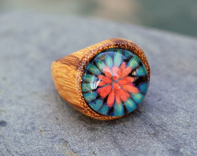 Wood Ring Glass Cab Boro Borosilicate Lampwork Wooden Jewelry - Etsy