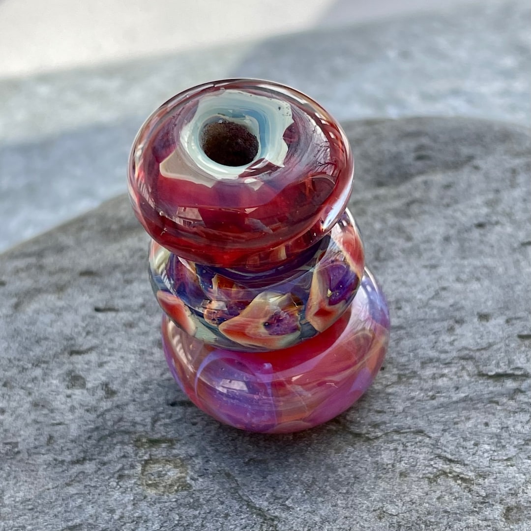 Lampwork Big Hole Glass Bead Set 3 Boro Borosilicate Handmade Above the ...
