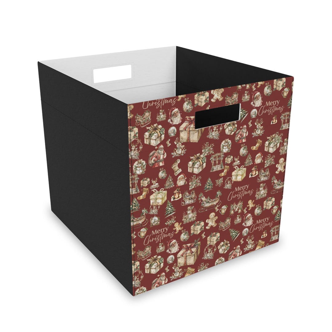 Christmas Felt Storage Box, Holiday Organization Bin, Festive Gift Wrap ...