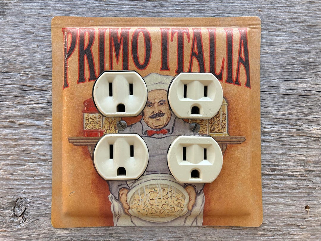 Rustic Kitchen Outlet Cover 4 Plugs Primo Italia Tin Orange Decor ...