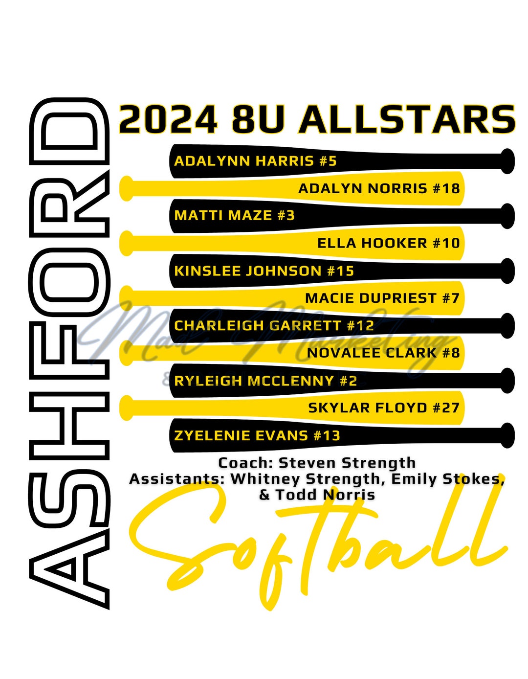 Baseball Softball Stacked Bat Roster Tshirt Design - Etsy