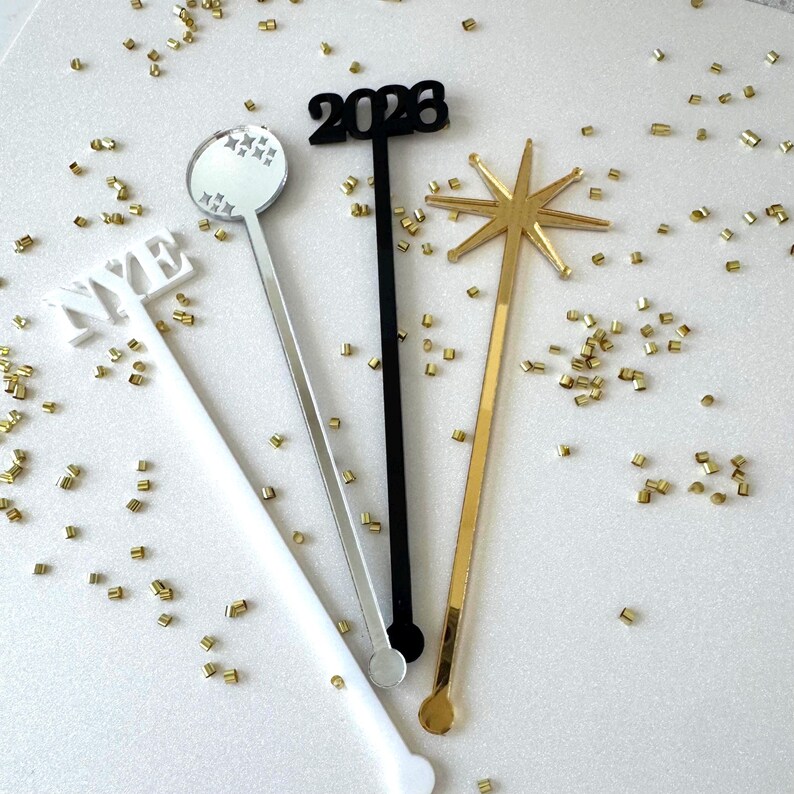 Custom Drink Stirrers, Holiday Cocktail Swizzle Sticks, New Years 2026 ...