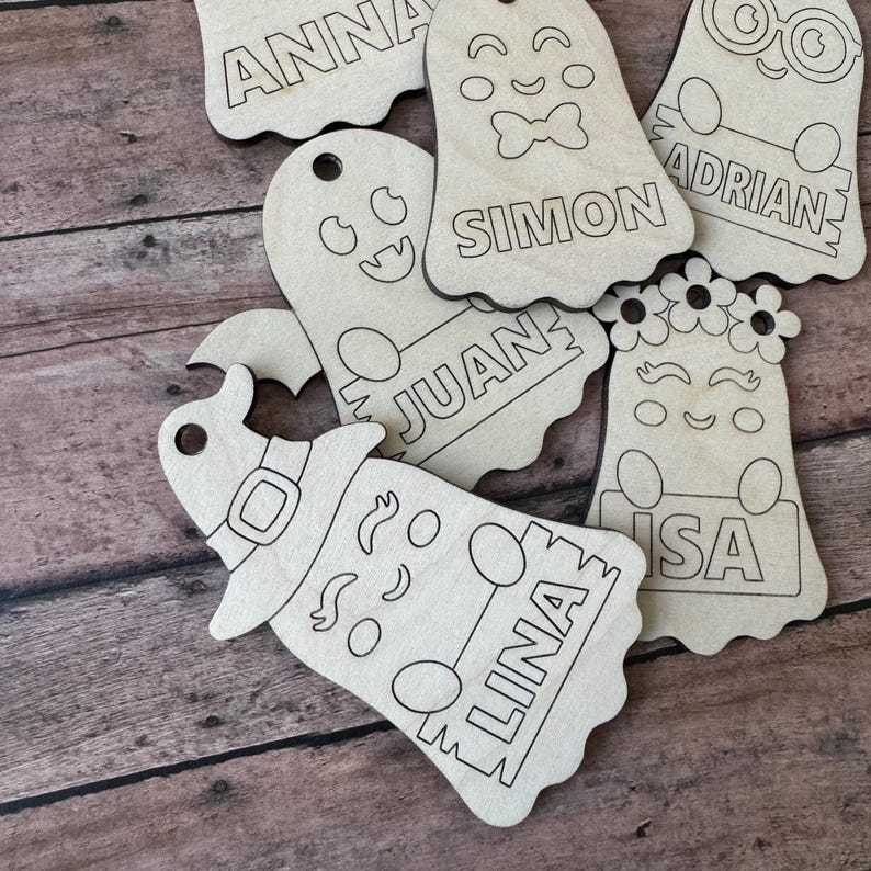 Personalized Ghost Halloween Basket Tag: Wooden DIY Craft - Etsy