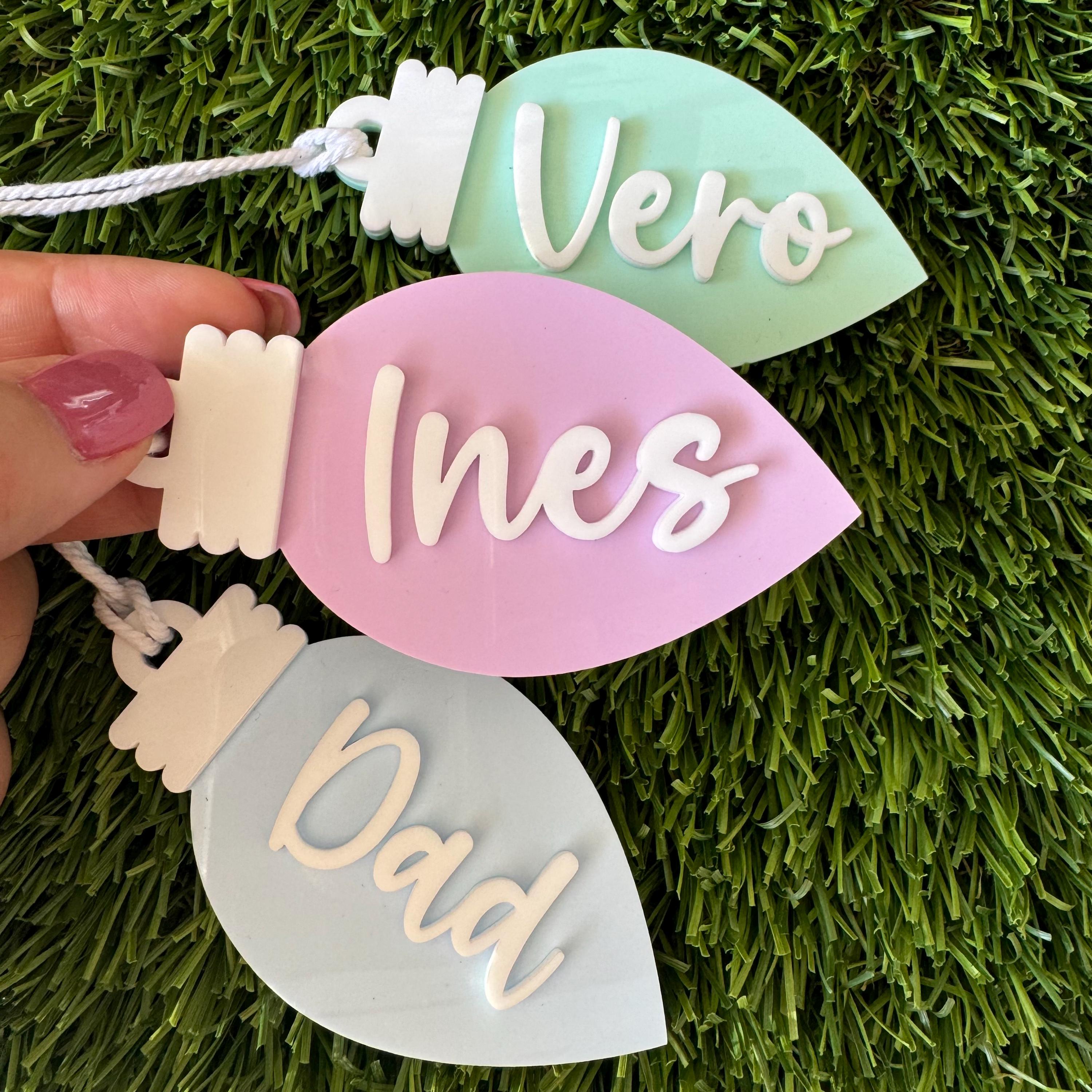 Christmas Lights Personalized Tags Christmas Stocking Name Tags in ...