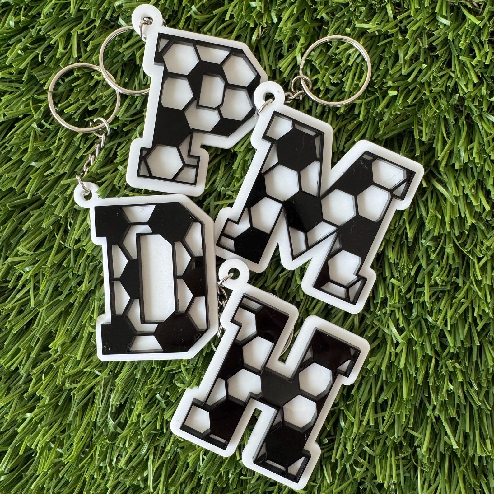 Soccer Initial Keychain Soccer Theme Bag Tag Initial Acrylic Keychain ...