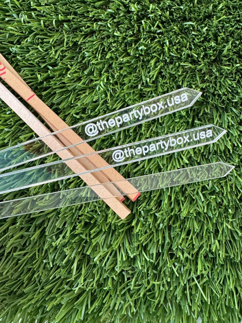 Personalized Cake Topper Sticks: Engraved Clear Acrylic, 7" (set of 20 ...