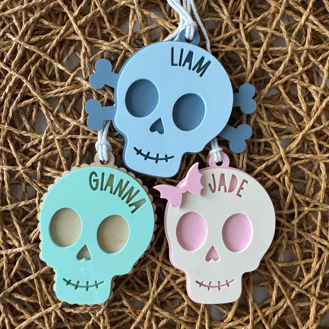 Skull Halloween Boo Basket Tag Halloween Personalized Boo Bag Tag With ...