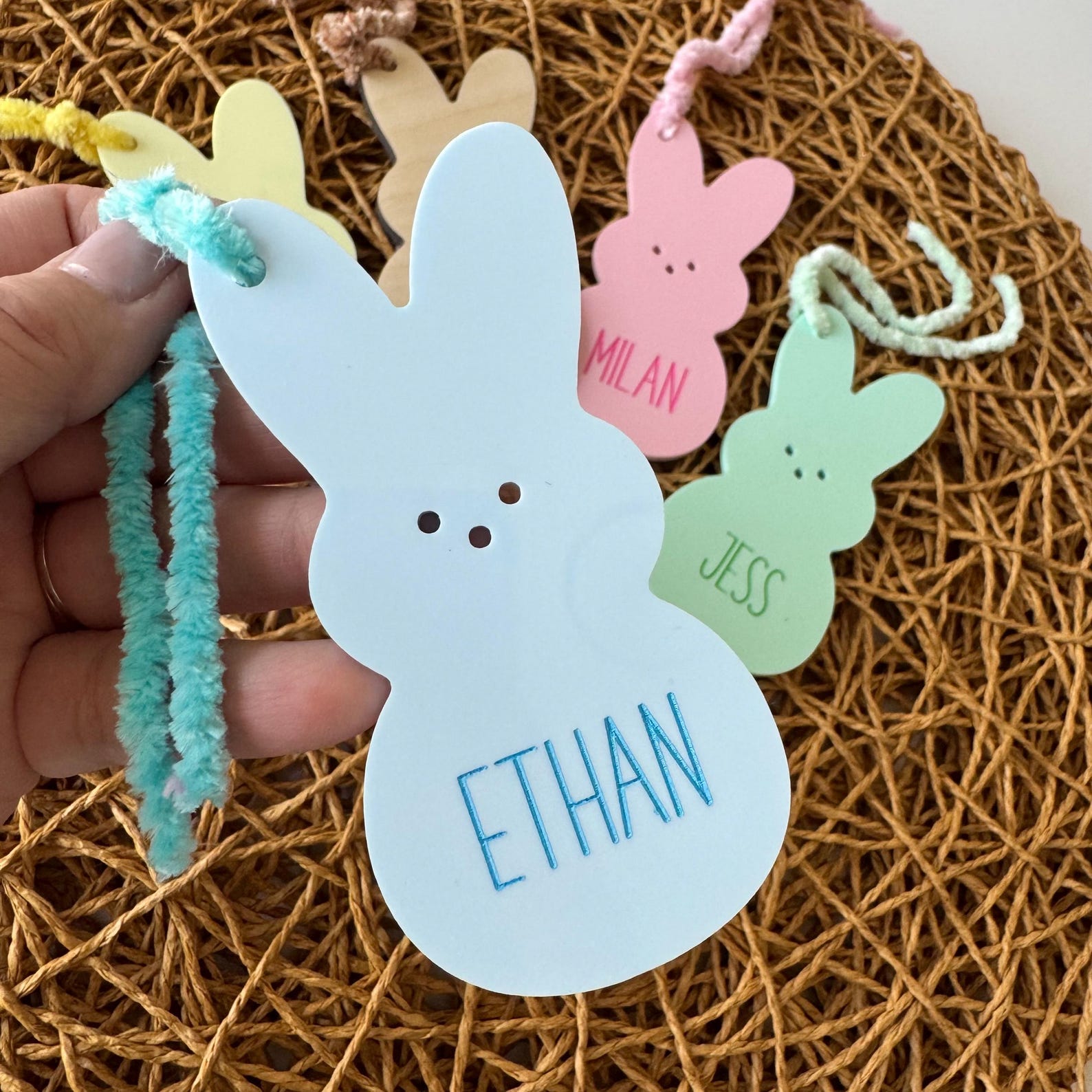 Easter Peep Basket Tag Easter Theme Bag Tag With Name Peep Basket Tag ...