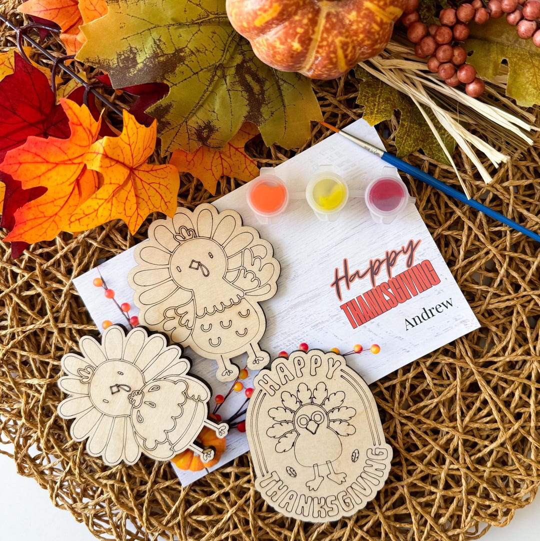 Thanksgiving Turkey Painting Craft Kit for Kids: Personalized Wooden ...