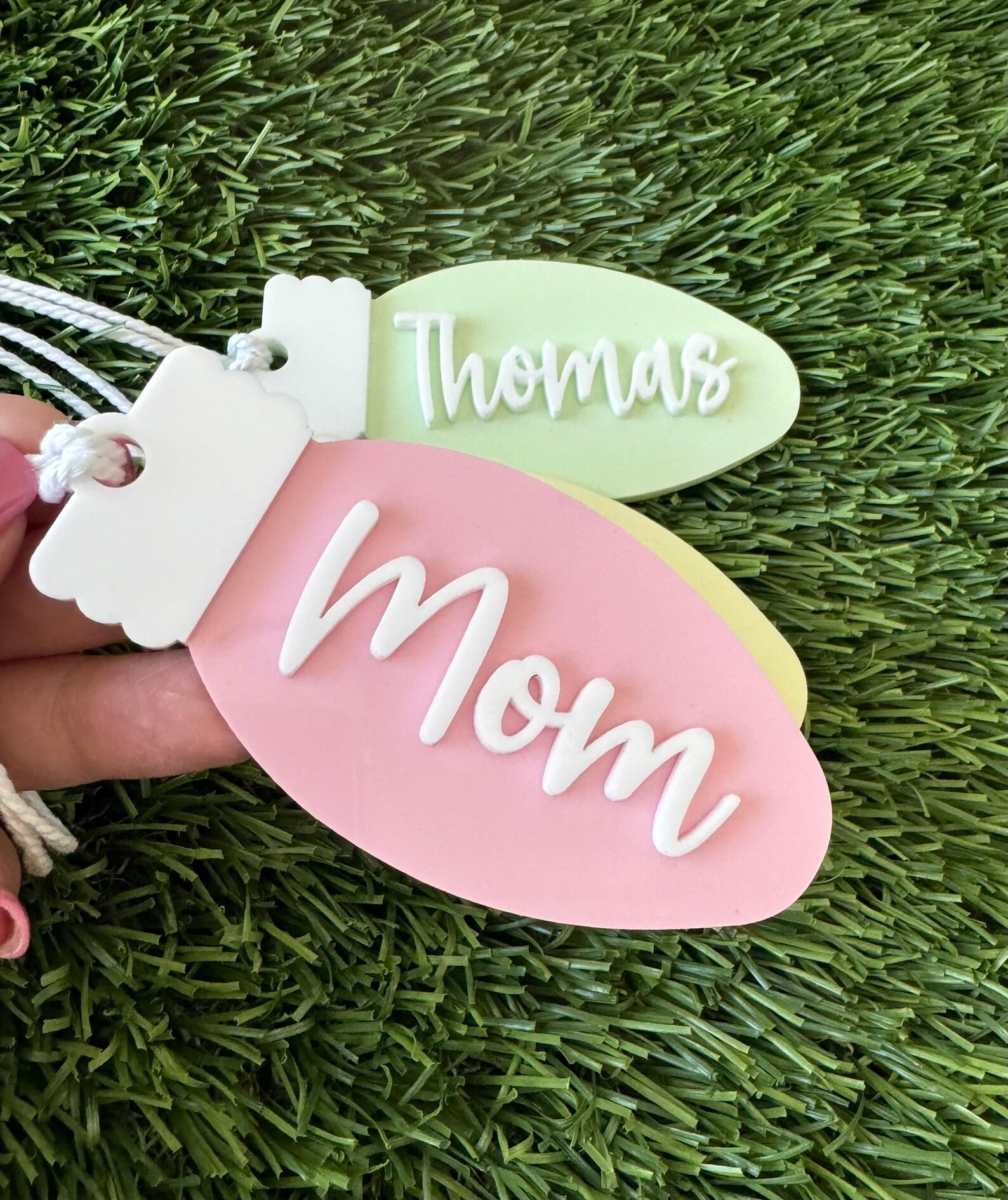 Christmas Lights Personalized Tags Christmas Stocking Name Tags in ...