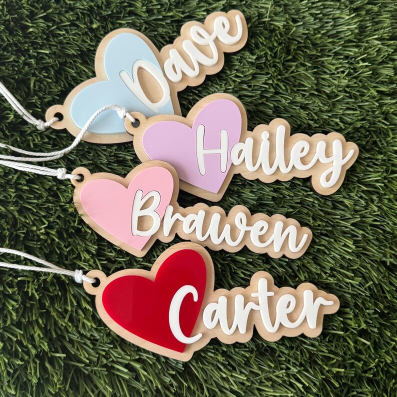 Valentines Day Basket Tag Valentines Personalized Heart Bag Tag With ...