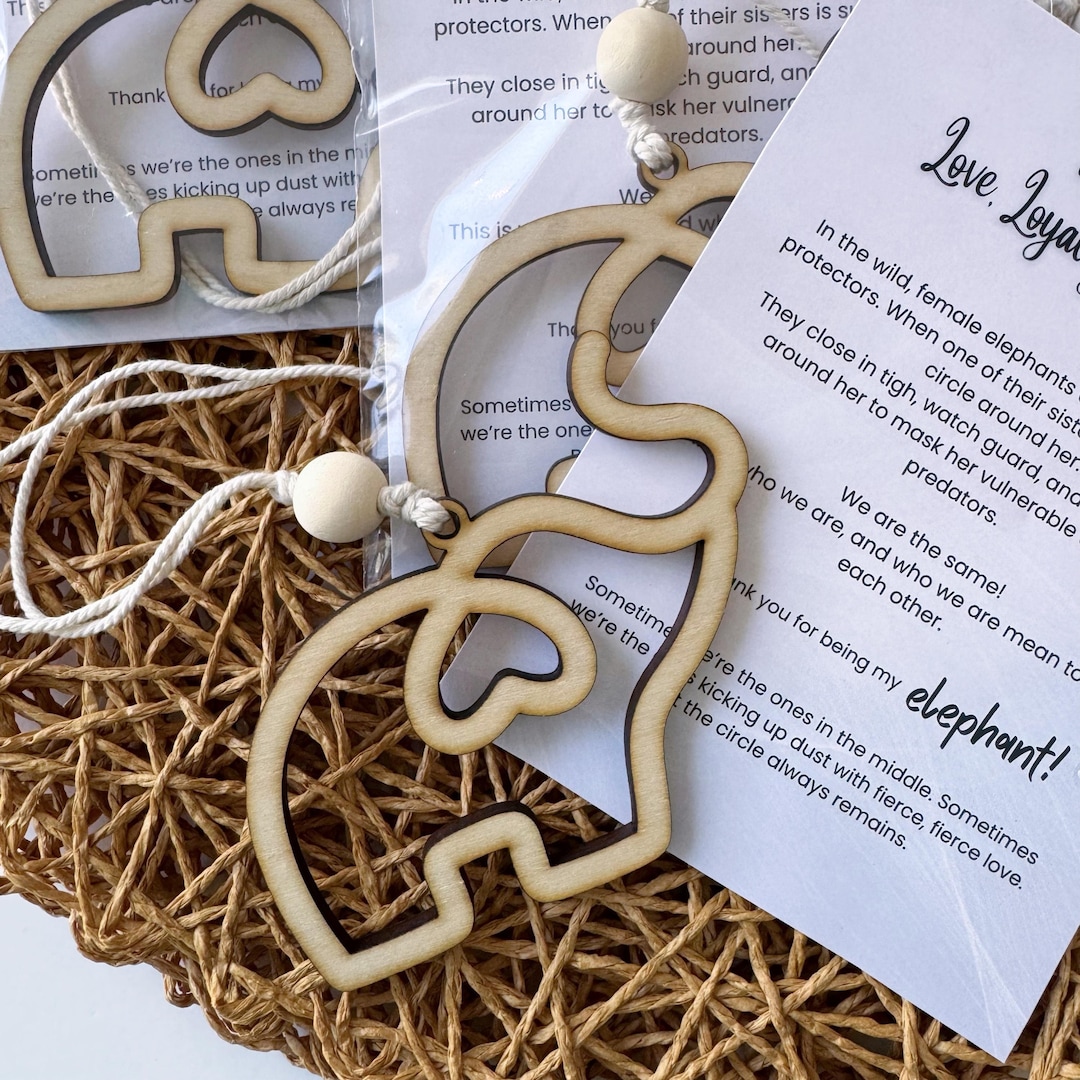 Elephant Friendship Ornament Wooden Elephant Meaningful Gift for ...