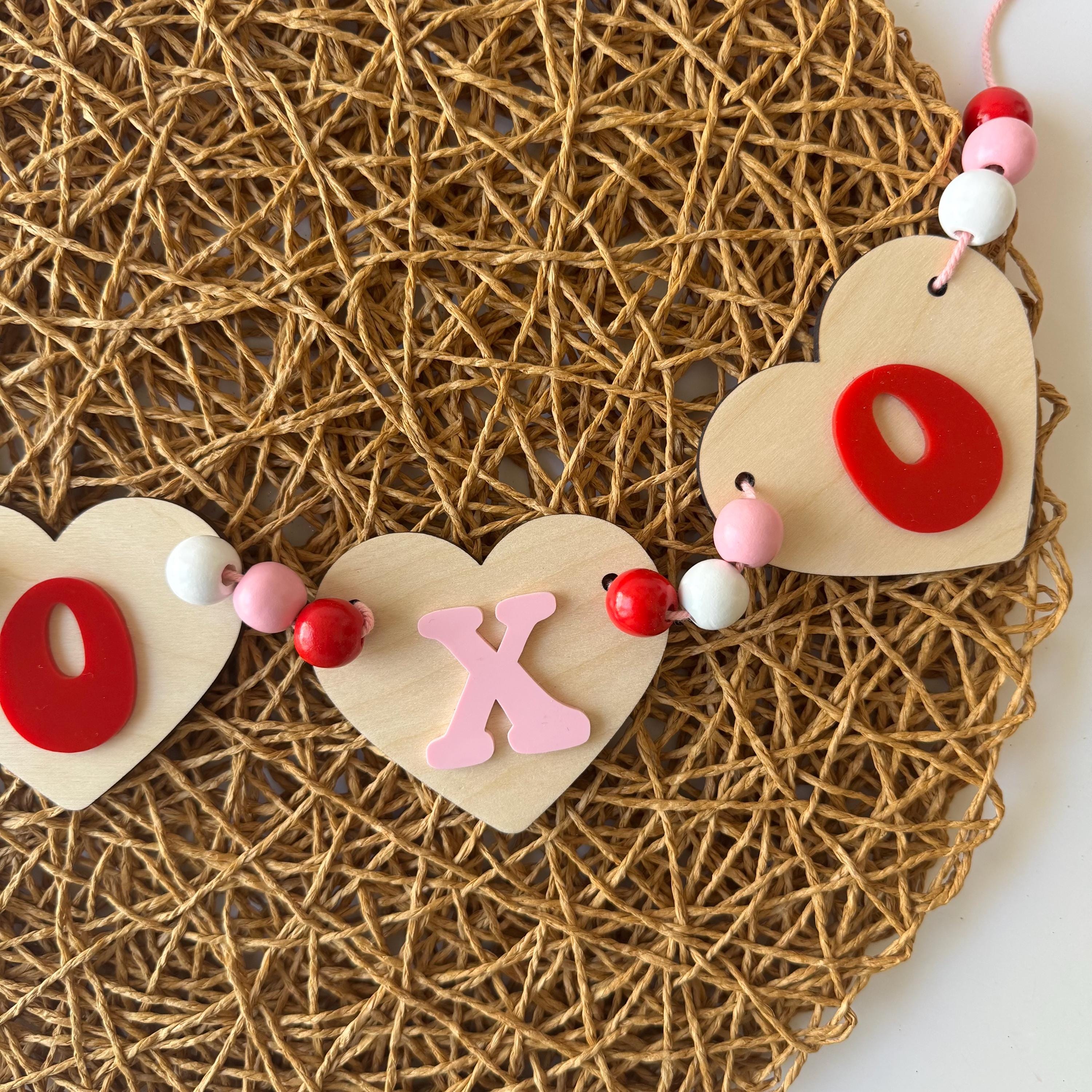 Xoxo Wooden Valentines Banner Hearts Theme Valentines Decorations Xoxo ...