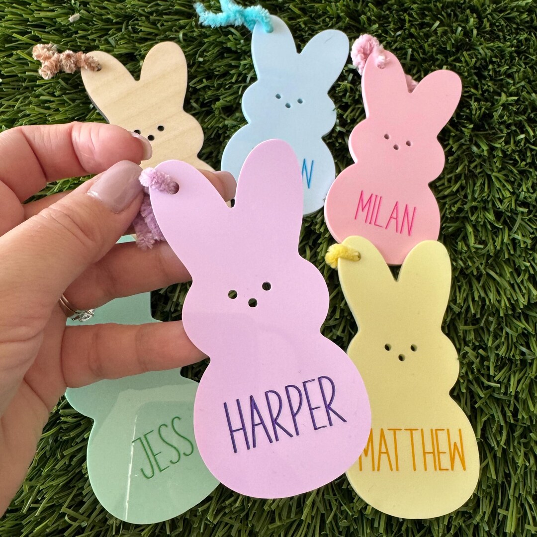 Easter Peep Basket Tag Easter Theme Bag Tag With Name Peep Basket Tag ...