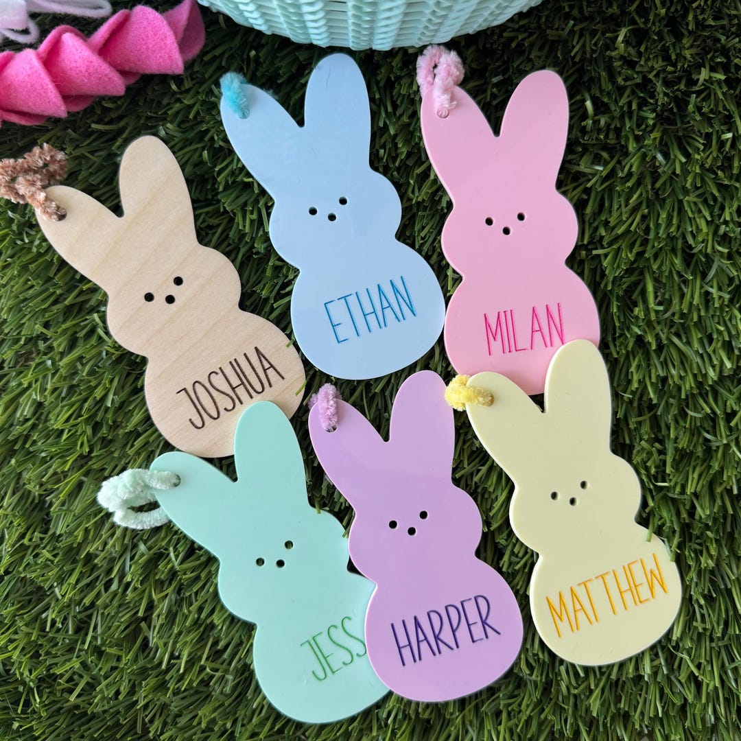 Easter Basket Acrylic Tag Peep Easter Personalized Bag Tag Easter With ...