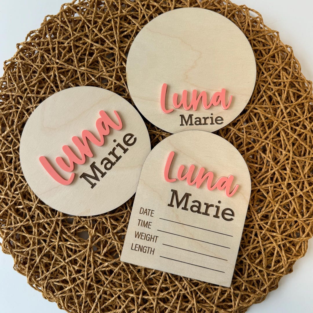 Wooden Birth Announcement Sign for Newborn Baby Announcement Hospital ...