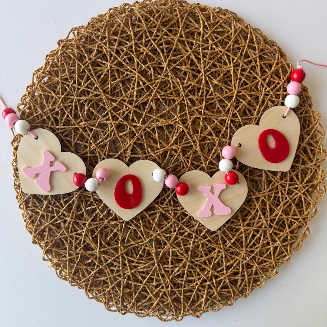 Xoxo Wooden Valentines Banner Hearts Theme Valentines Decorations Xoxo ...