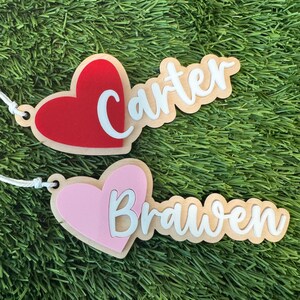 Valentines Day Basket Tag Valentines Personalized Heart Bag Tag With ...