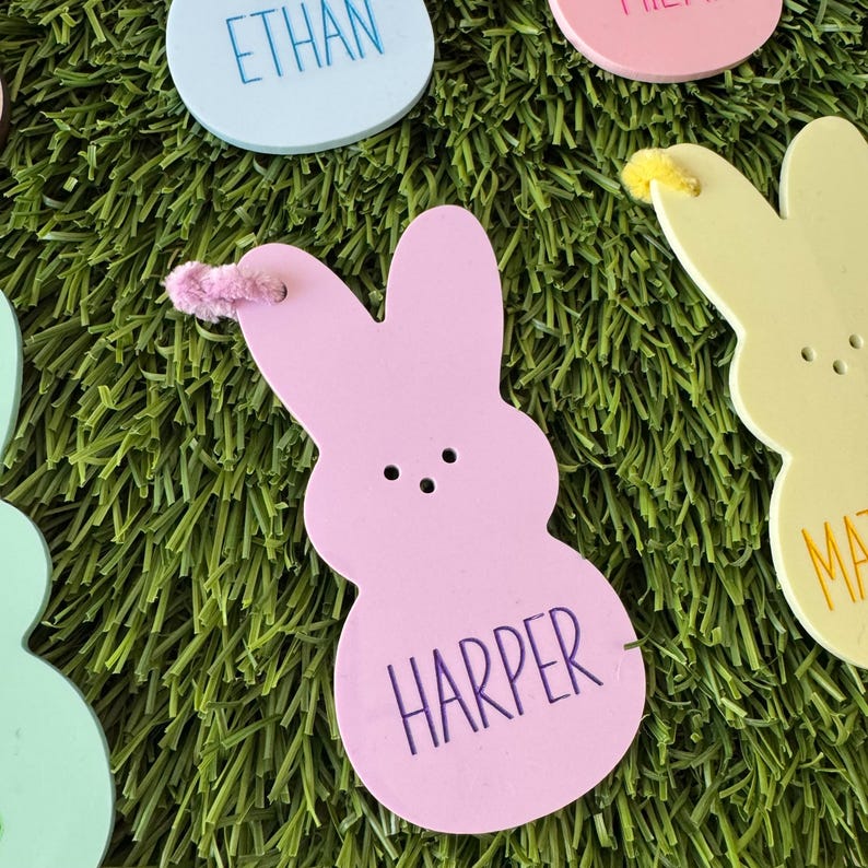 Easter Peep Basket Tag Easter Theme Bag Tag With Name Peep Basket Tag ...