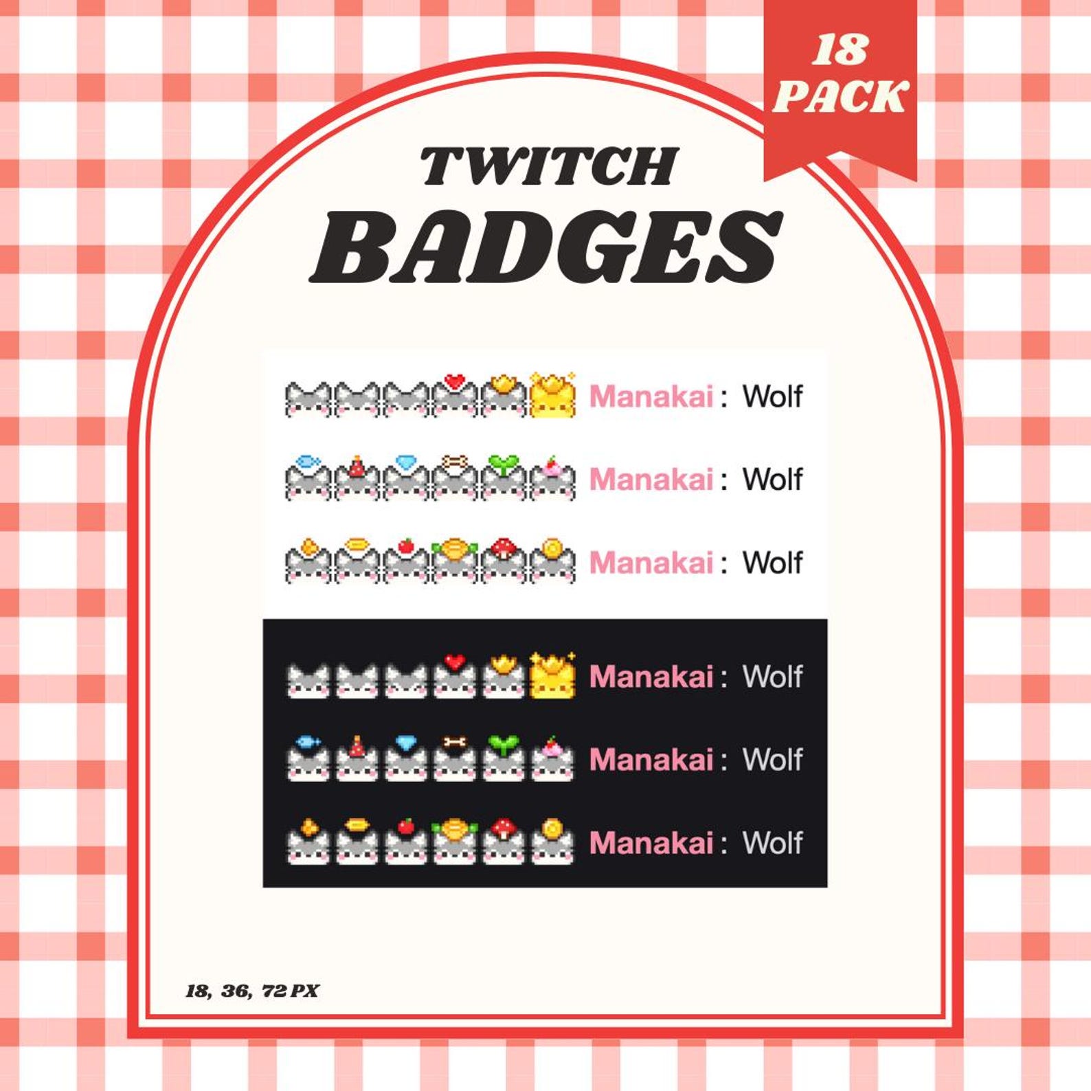Wolf Twitch Badges, Cute Gray Wolf Sub Badges, Pixel Bit Badges for ...