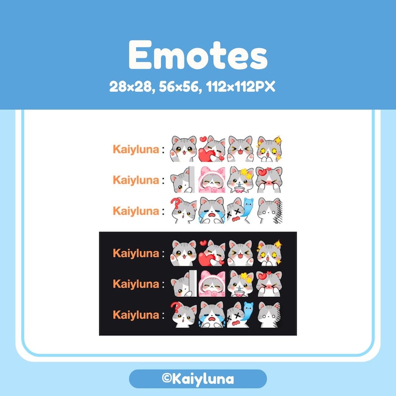 Gray Tabby Cat Emotes / Chibi Emoji Pack / 12 Kitten Emotes for ...