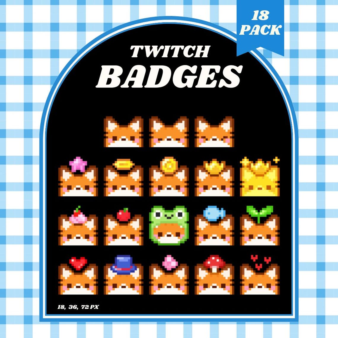 Fox Twitch Badges, Cute Fluffy Red Fox Sub Badges, Pixel Forest Fox ...