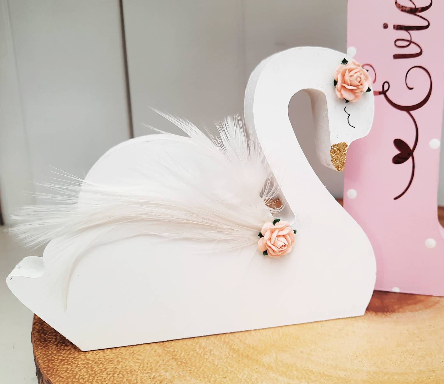 Personalised Wooden Letter Large Freestanding Letter and Swan Set ...